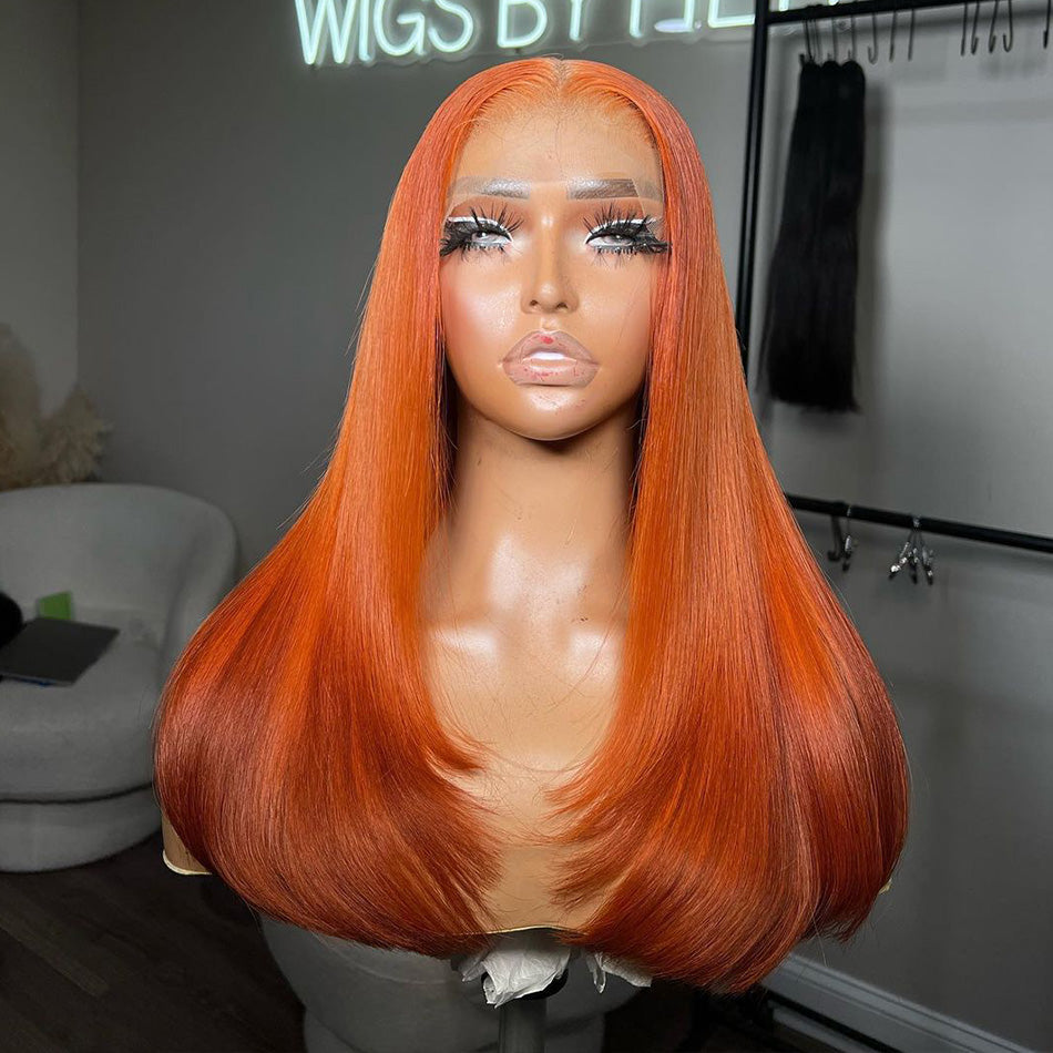 Hot Star Hairstyle Works Orange Colored Elegant 6x5 Glueless Lace Clos ...