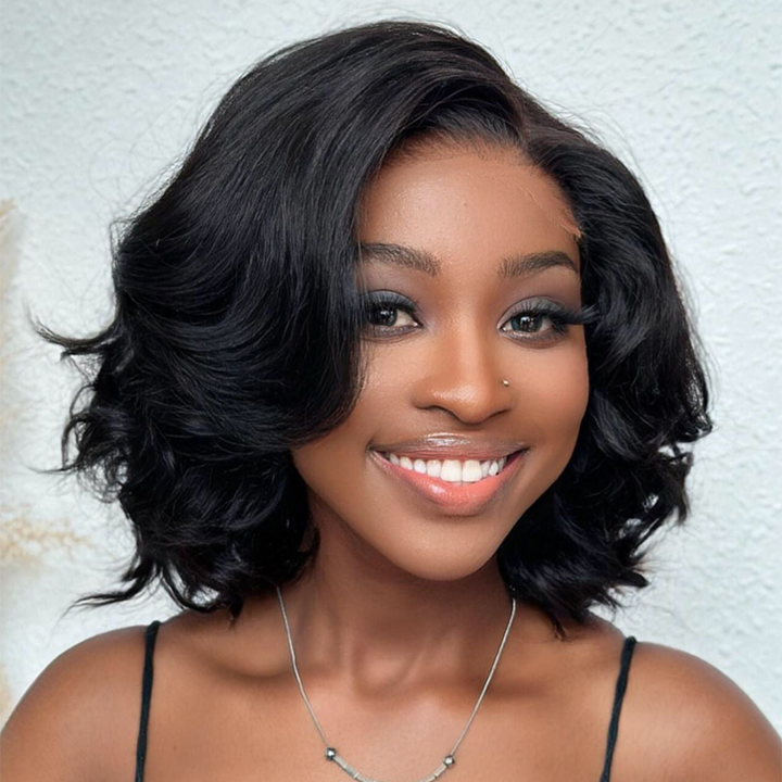 Hot Star 210% Density Chic Elegant Full Short Wavy Human Hair Wigs-DC0 ...